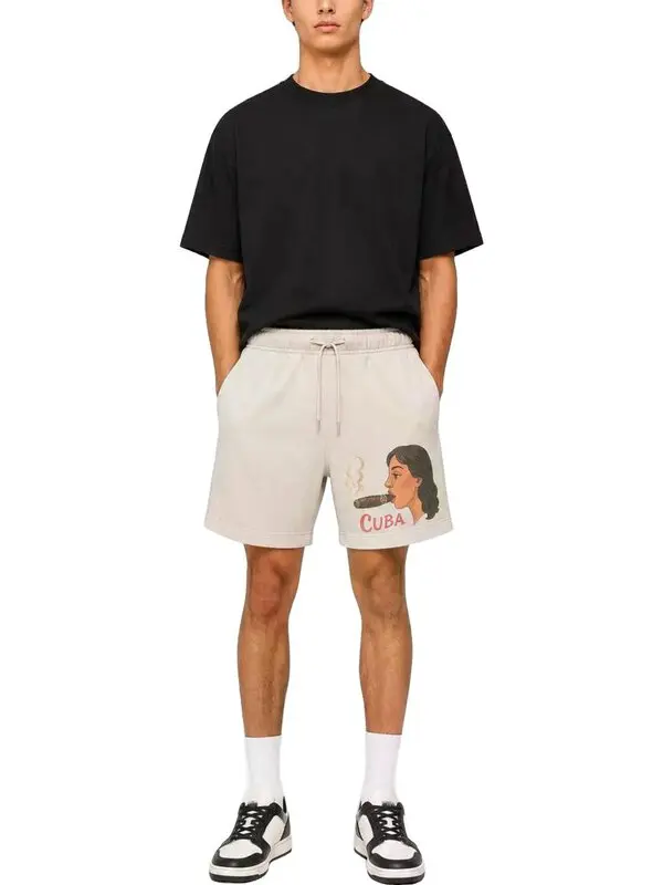 MELT Graphic-print Drawstring Shorts - Neutrals
