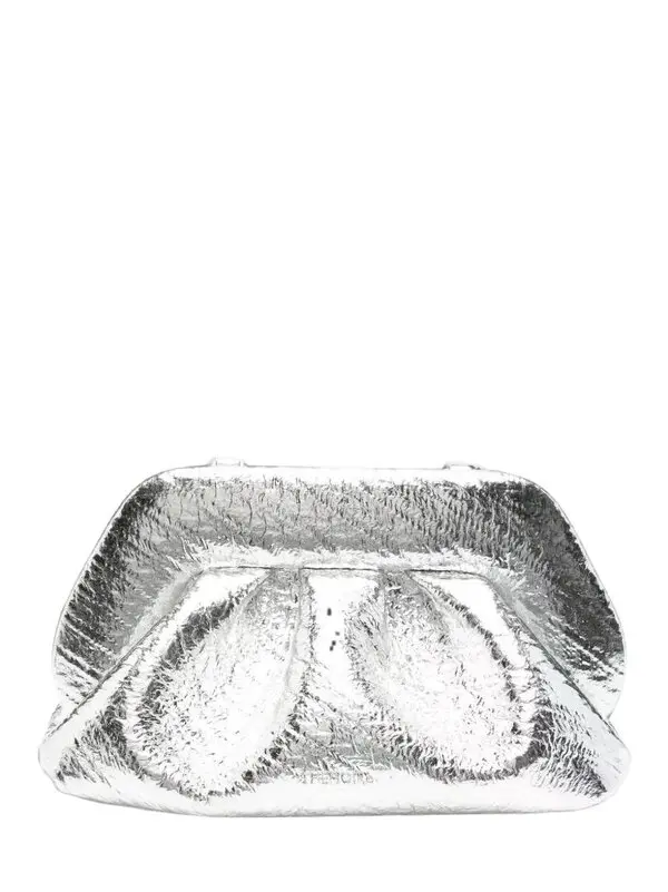 THEMOIRE Metallic-effect Gathered Clutch Bag - Silver