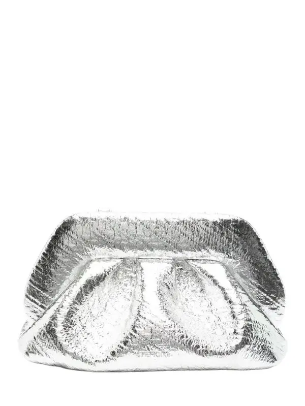 THEMOIRE Metallic-effect Gathered Clutch Bag - Silver