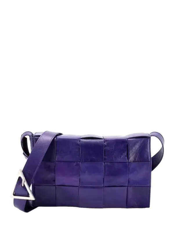 Bottega Veneta Cassette Maxi Intrecciato Leather Small Crossbody Bag - Purple