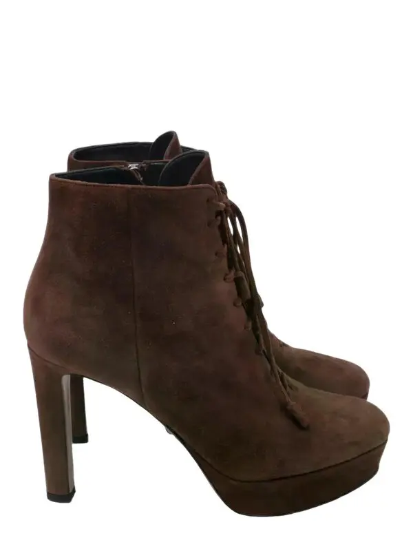 Prada Lace-up Platform Boots - Brown