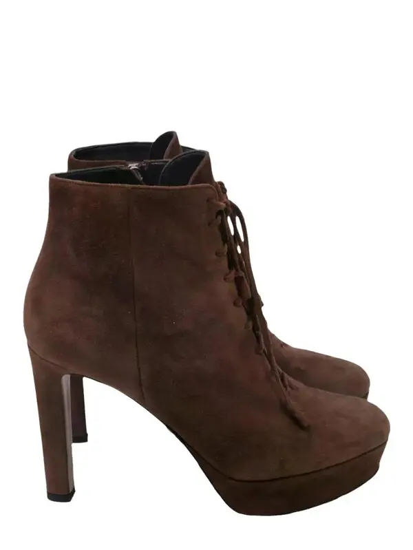 Prada Lace-up Platform Boots - Brown
