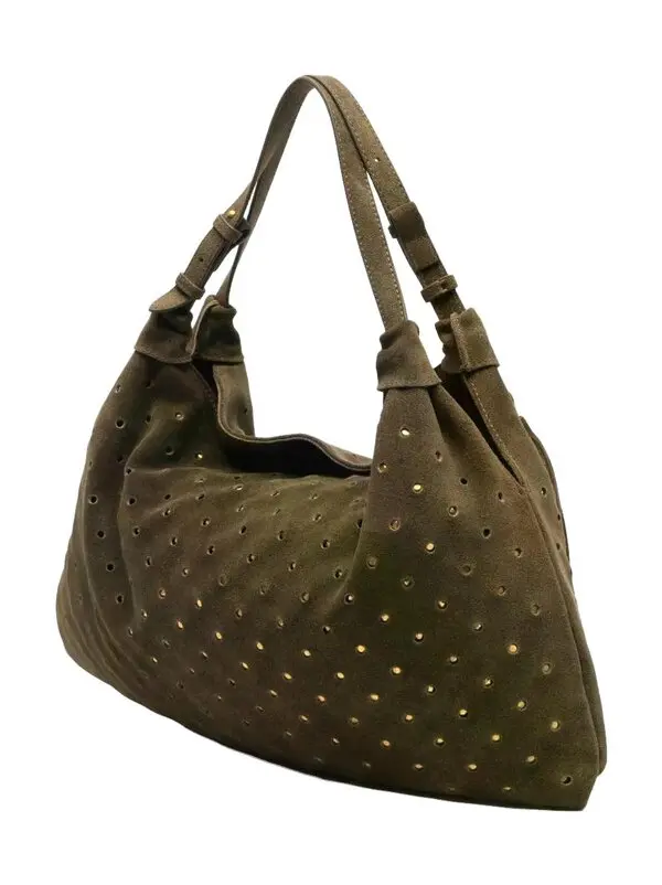 LA CARRIE Perforated Stud-embellished Tote Bag - Green