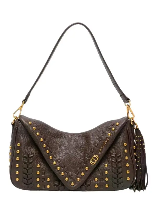 LA CARRIE Eclipse Stud-embellished Whipstitch Shoulder Bag - Brown