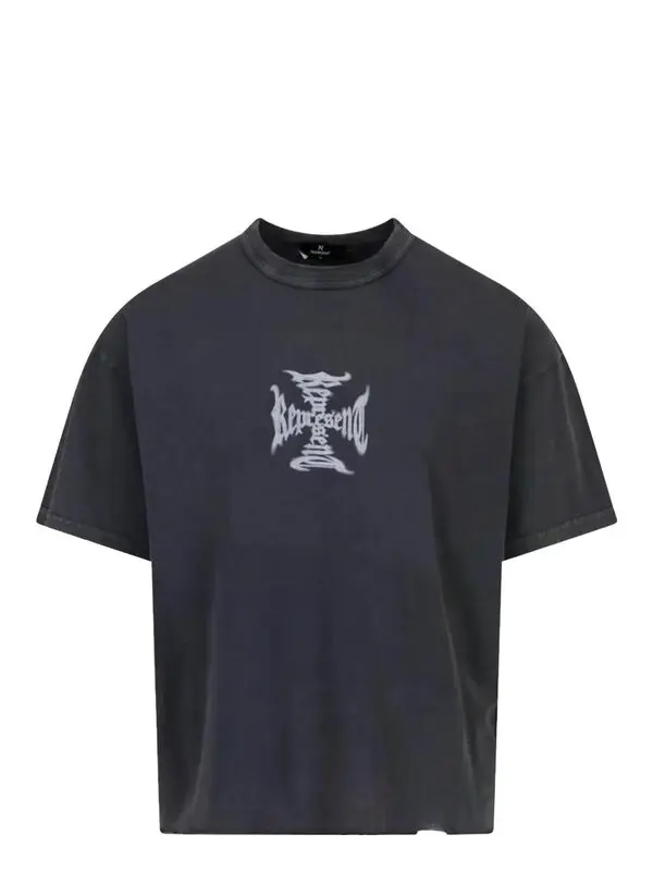 REPRESENT Logo-print Raw-cut T-shirt - Black