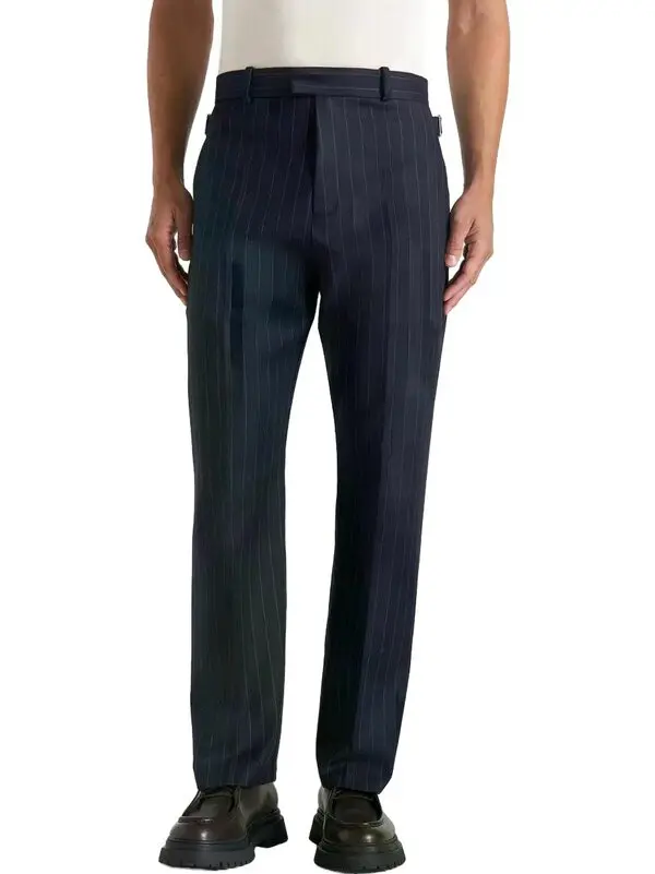 Manière De Voir Joseph In Navy Regular Fit Pinstripe Wool-blend Trousers - Blue