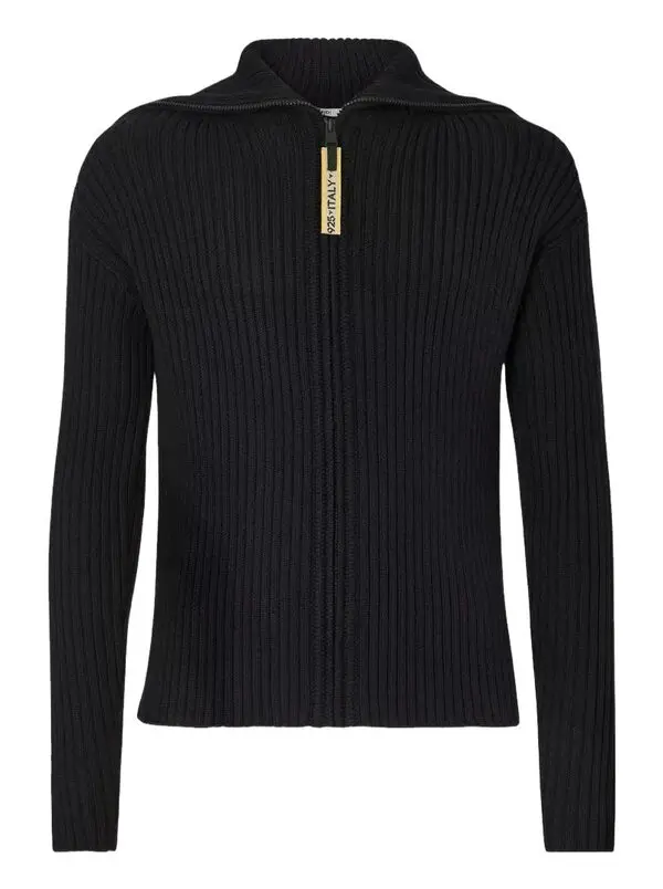 Fendi Ribbed-knit Zip-up Sweater - Black