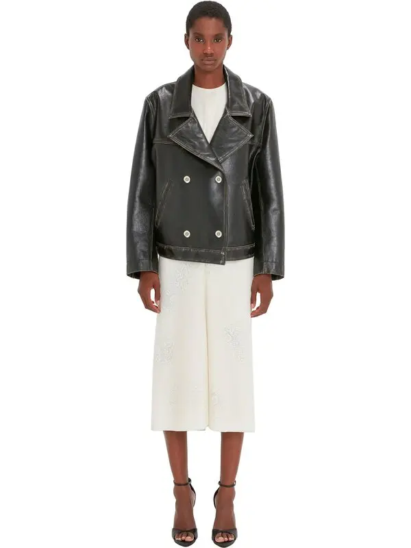 Victoria Beckham Oversized Leather Jacket - Black