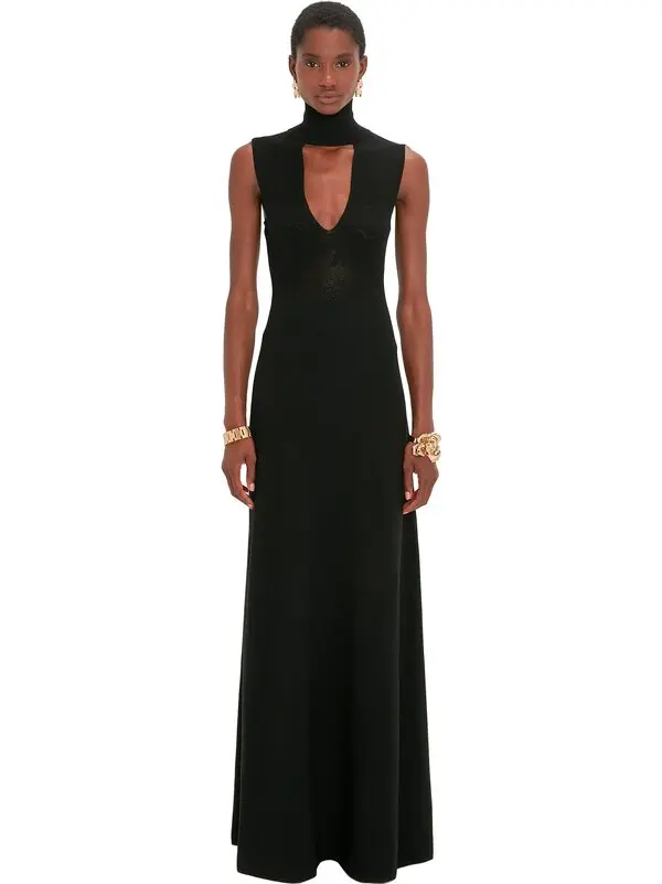 Victoria Beckham Cut Out Front Floor-length Dress - Black