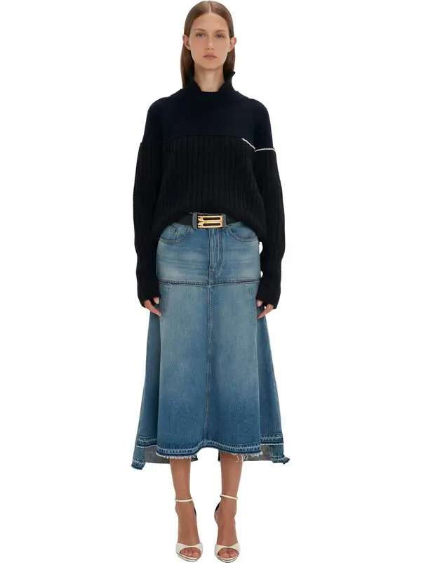 Victoria Beckham Collar Detail Jumper - Navy