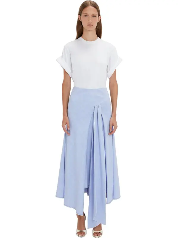 Victoria Beckham Asymmetric Tie Detail Skirt - Frost
