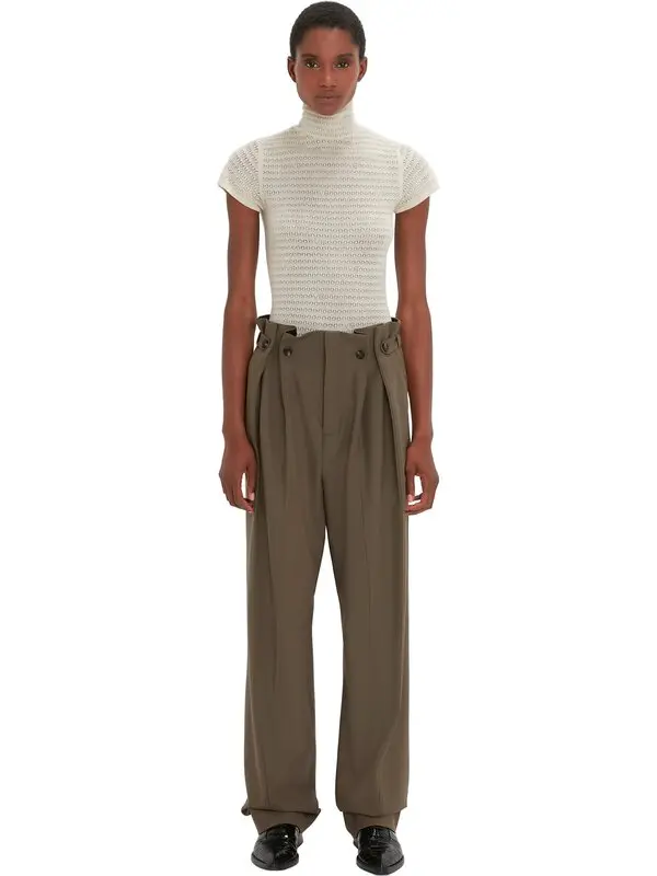 Victoria Beckham Gathered Waist Utility Trouser - Oregano