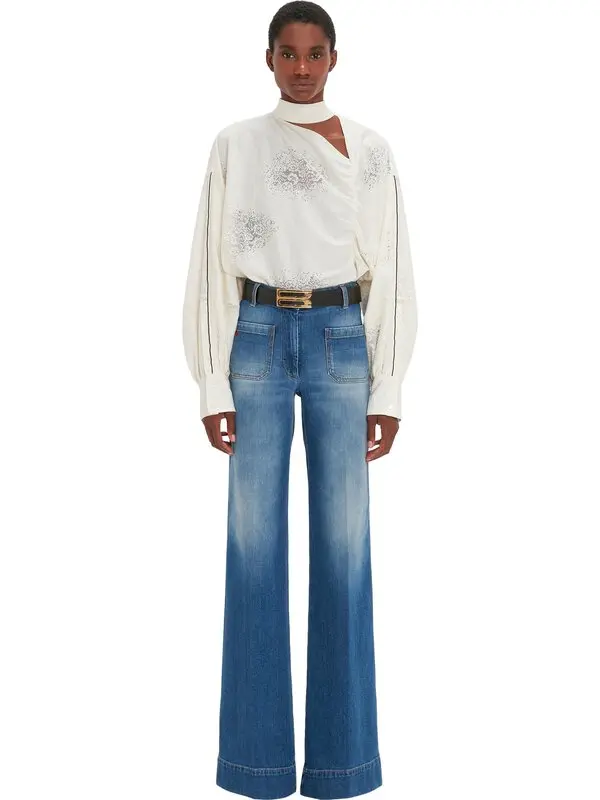Victoria Beckham Asymmetric Gather Detail Top - Cream