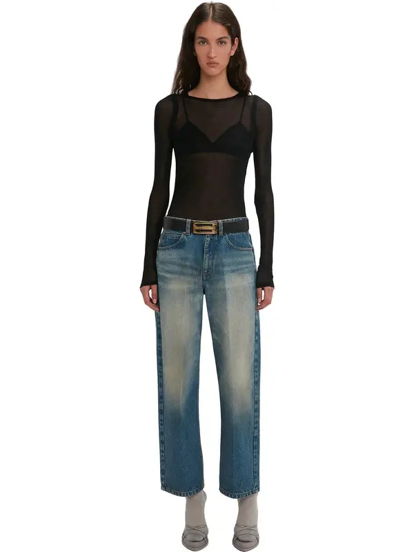 Victoria Beckham Long Sleeve Crew Neck Top - Black