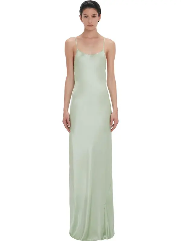 Victoria Beckham Exclusive Low Back Cami Floor-length Dress - Jade
