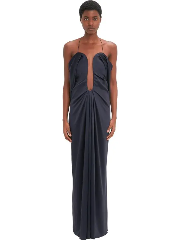 Victoria Beckham Frame Detail Cut-out Cami Dress - Navy