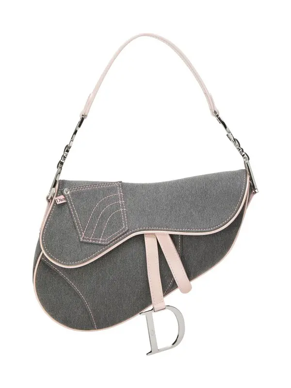 Dior Denim Saddle Bag - Grey