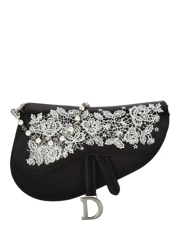 Dior Satin Saddle Crossbody - Black