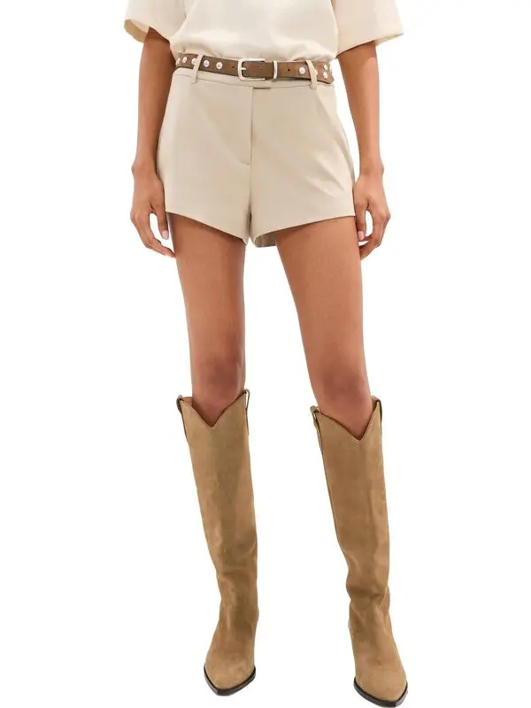 LE BOP Josie Faux Suede Hot Shorts - Stone