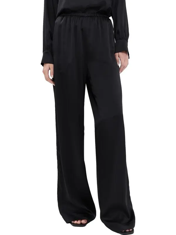 Sablyn Lexi Low Relaxed Silk Pull On Pants - Black