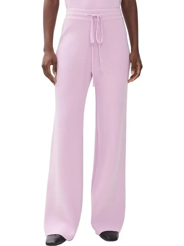 English Factory Ribbed Knit Drawstring Wide Leg Pants - Lilac