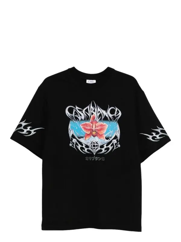 Casablanca Logo Crew Neck T-shirt - Black
