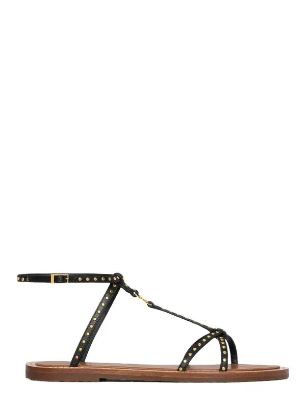 Celine Taillat Flat Sandal With Studs In Calfskin Vegetal Tanning Studs - Black