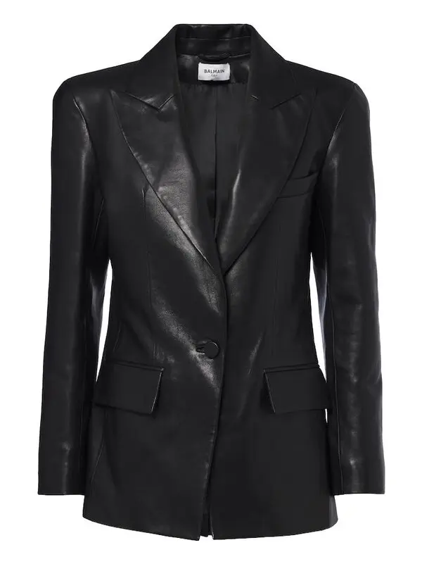 Balmain Leather Blazer - Black