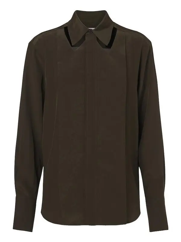 Victoria Beckham Cutout Silk Crêpe De Chine Blouse - Green