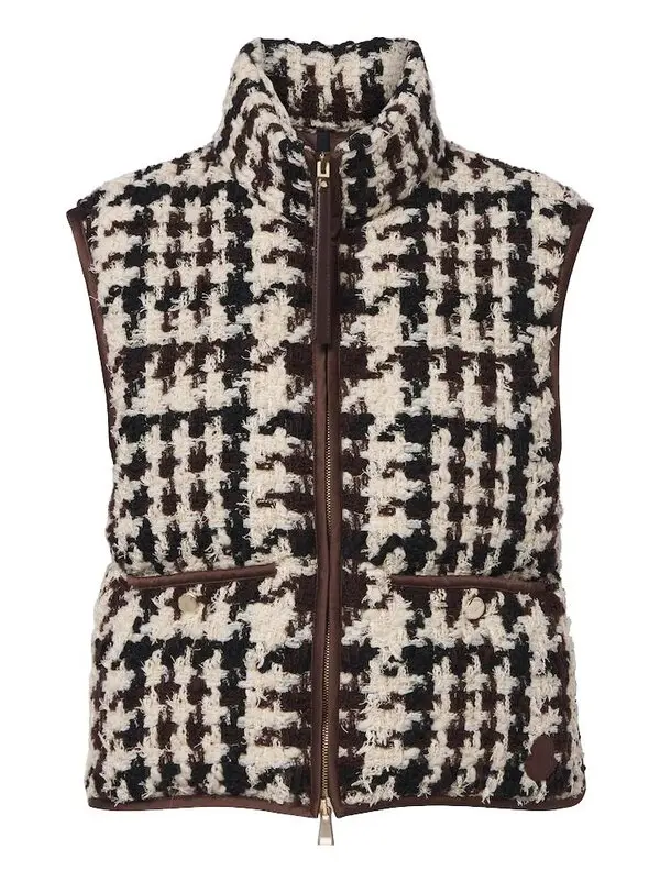 Moncler Leather-trimmed Wool And Cotton-blend Vest - Multicoloured
