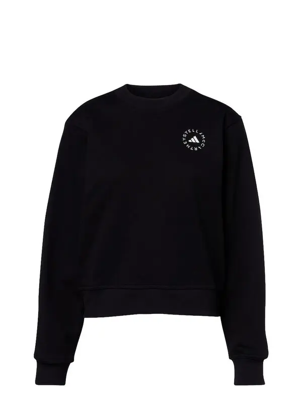 Adidas By Stella McCartney Logo Cotton Jersey Sweatshirt - Black