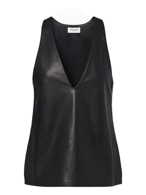 Balmain Leather Top - Black