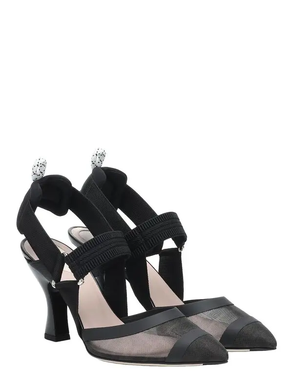 Fendi Colibrì Mesh Slingback Pumps - Black