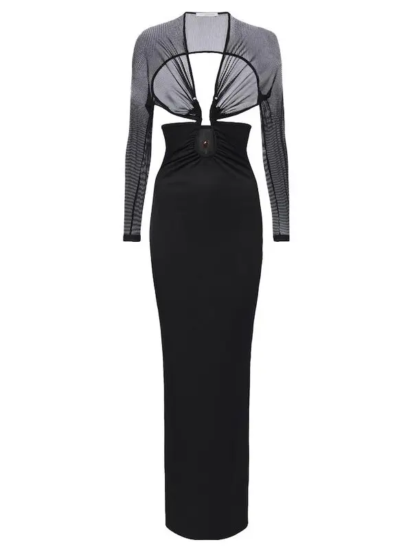 Christopher Esber Orbit Cutout Embellished Maxi Dress - Black