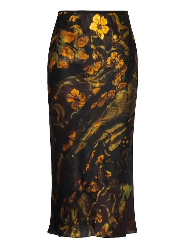 Dries Van Noten Floral Silk Satin Slip Skirt - Multicoloured