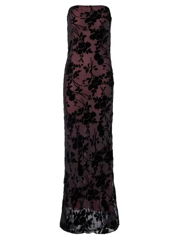 RODARTE Floral Devoré Velvet Gown - Black