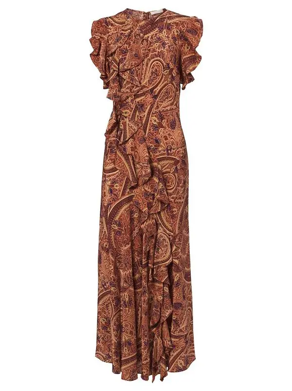 Ulla Johnson Ameline Silk Crêpe De Chine Midi Dress - Multicoloured