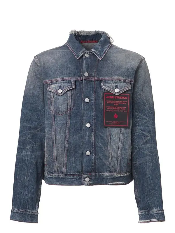 Acne Studios Re-edition Distressed Faded Denim Jacket - Blue