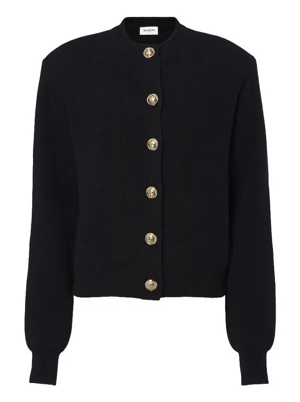 Balmain Cashmere And Wool Cardigan - Black