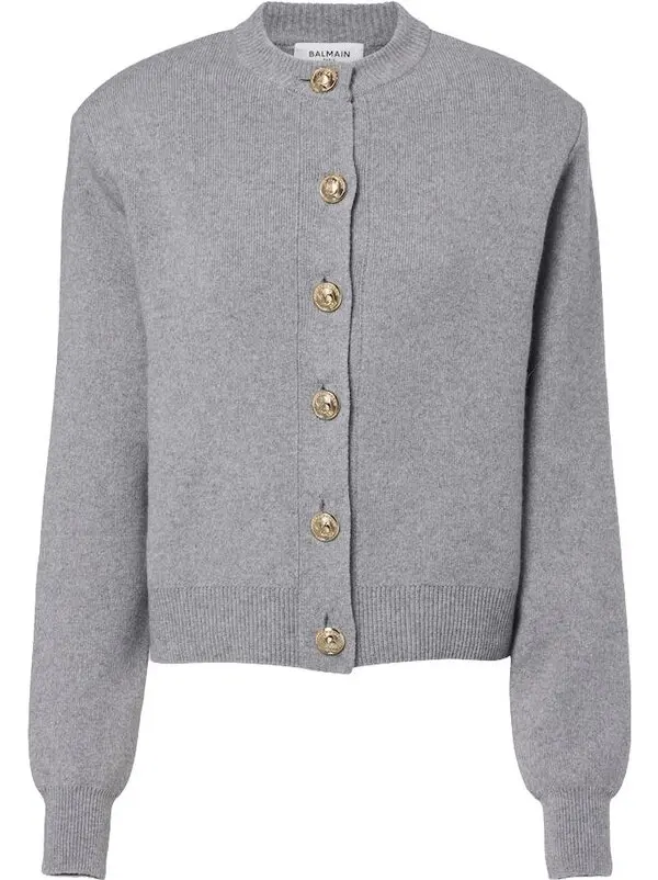 Balmain Cashmere And Wool Cardigan - Grey