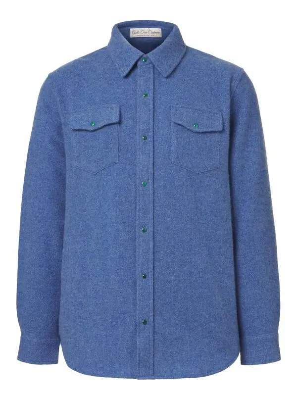 GOD'S TRUE CASHMERE Cashmere Shirt With Malachites - Blue