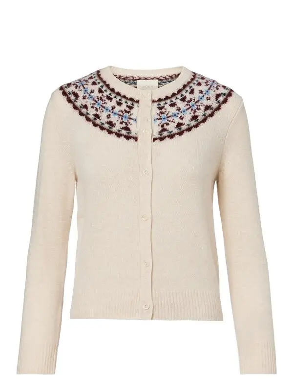DÔEN Olympe Fair Isle Cashmere Cardigan - Beige