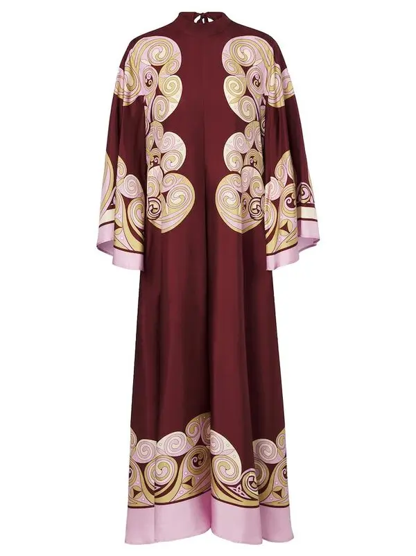 La DoubleJ Kells Swirl Silk Satin Maxi Dress - Multicoloured