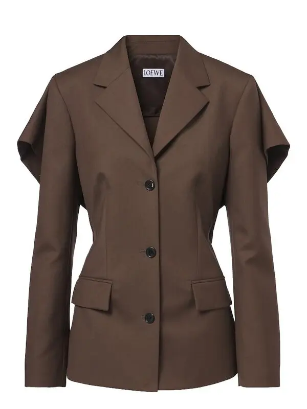 Loewe Caped Wool Blazer - Brown