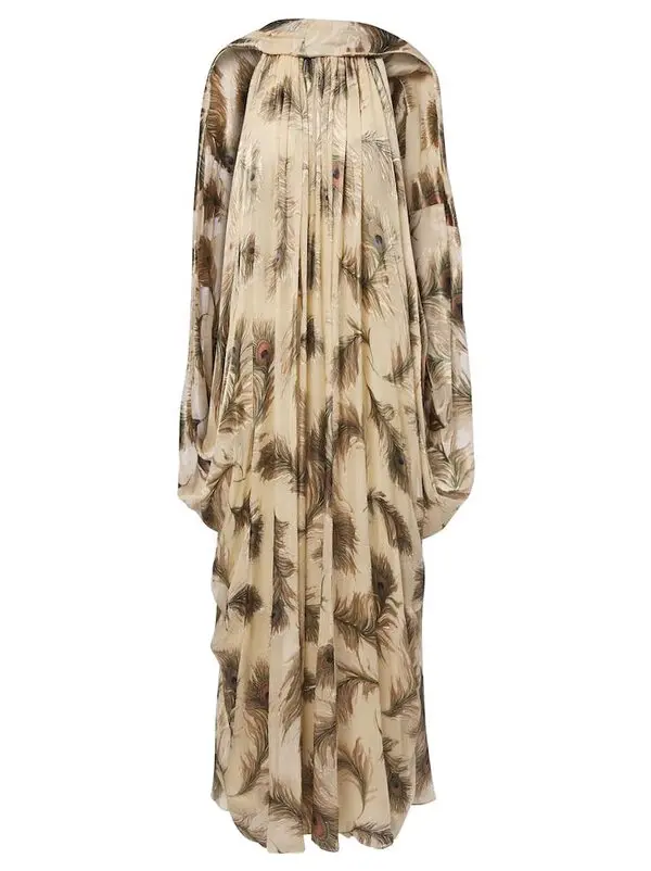 Zimmermann Ascent Burnout Printed Silk Halterneck Gown - Beige