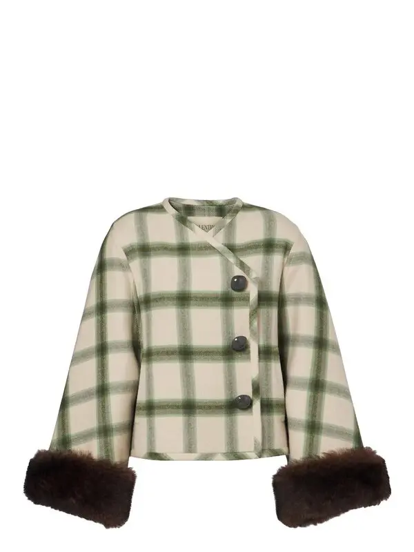 Valentino Garavani Plaid Shearling-trimmed Virgin Wool Jacket - Multicoloured
