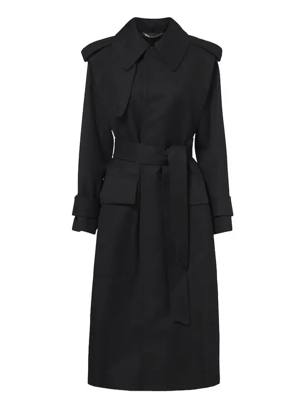 Victoria Beckham Philippa Virgin Wool Twill Trench Coat - Black