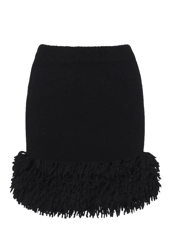 Loewe Fringed Wool-blend Miniskirt - Black