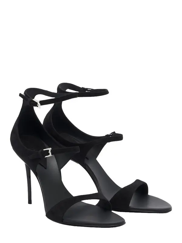 Alaïa Drop Suede Sandals - Black