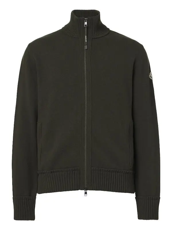 Moncler Wool And Cashmere Zip-up Cardigan - Green